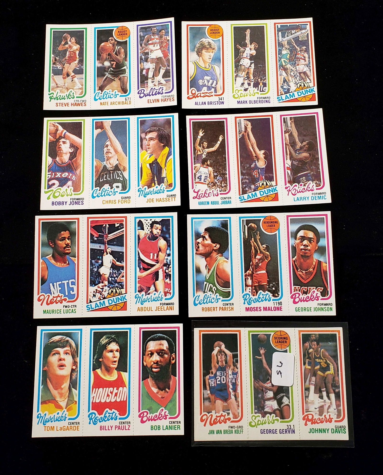 1980 81 Topps Vintage Basketball Cards 8 Mint Panels