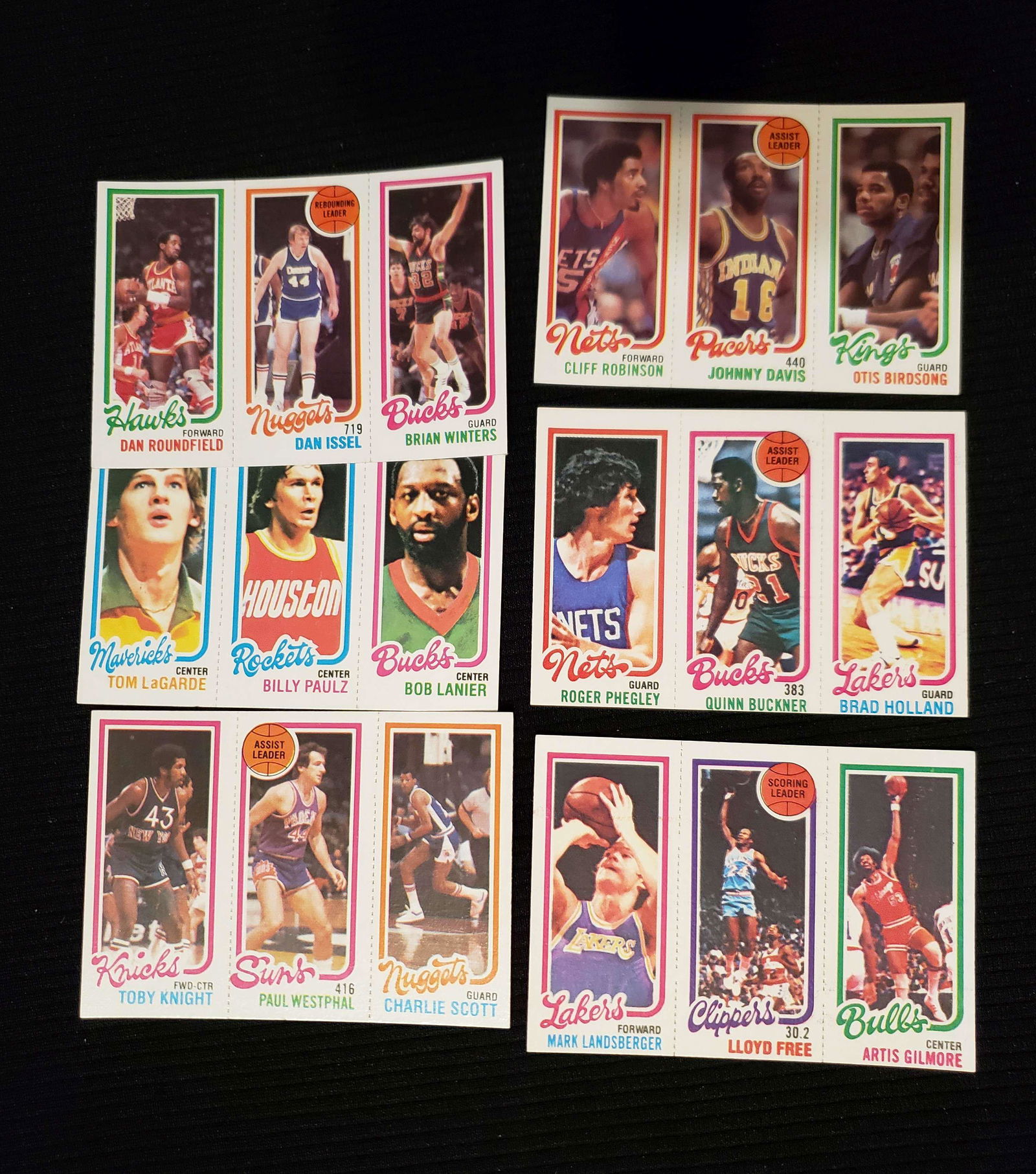 1980 81 Topps Basketball Cards 6 Mint Panels