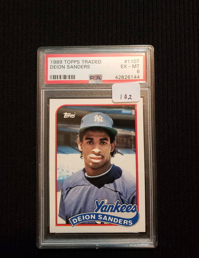 Graded Deion Sanders Yankees Rookie Baseball Card
