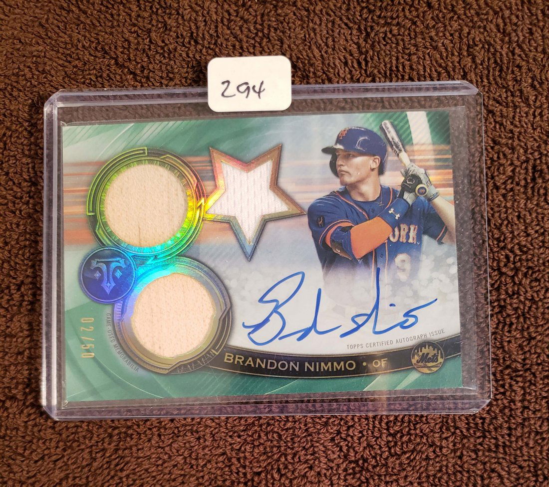 BRANDON NIMMO METS LOW NUMBERED TRIPLE AUTO RELIC CARD - Jun 28, 2020 ...