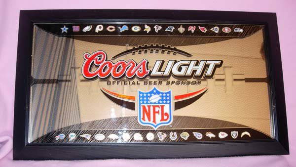 Coors Light Nfl Mirror Sign W/ Nfl Team Logos