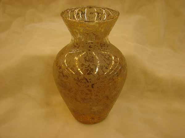 Clear Glass Vase With Gold Patterns