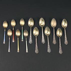 244: Meka Denmark Sterling & Enamel Spoons (6) : Lot 0244