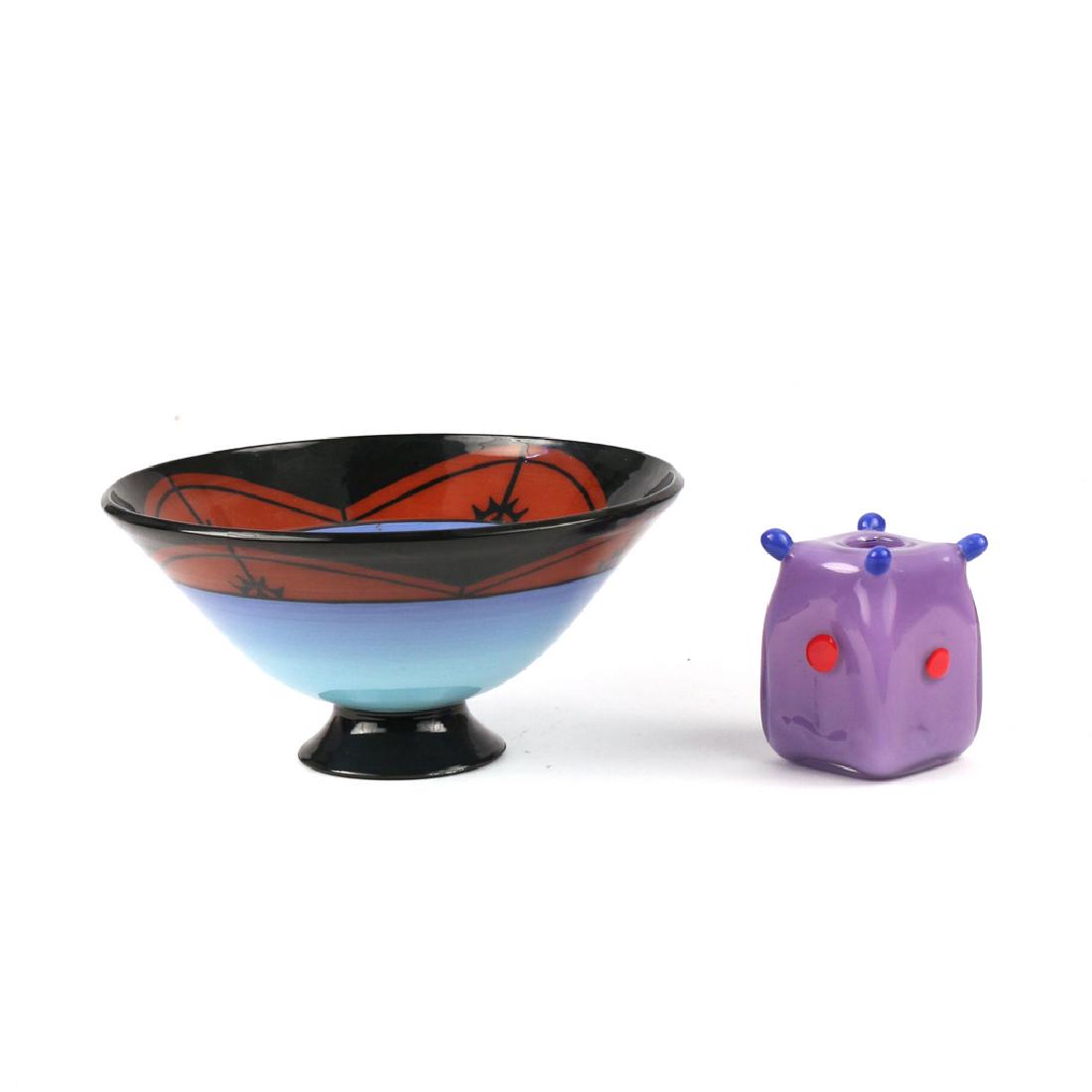 (2pc) ART GLASS & POTTERY