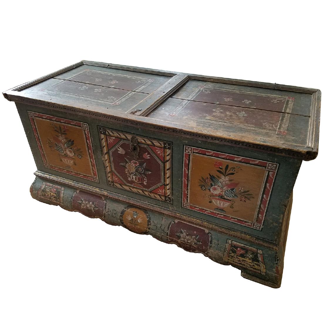 Antique German Painted Dowry Chest