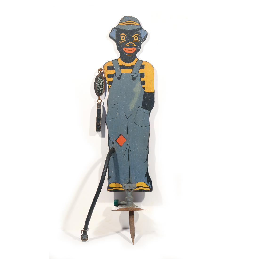 Painted Wood Sam Sambo Negro Lawn Sprinkler