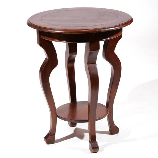 Leather Top Round Side Table