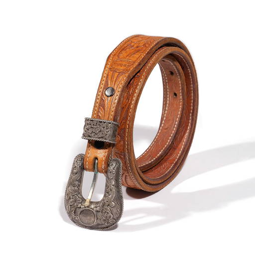 Bohlin Sterling Mounted Leather Belt