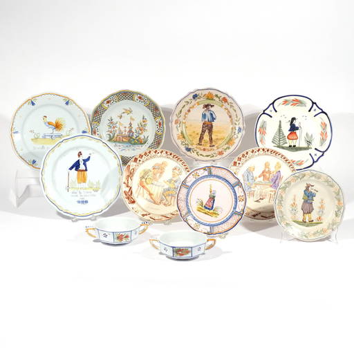 (11pc) Collection Quimper & Other Faience Plates