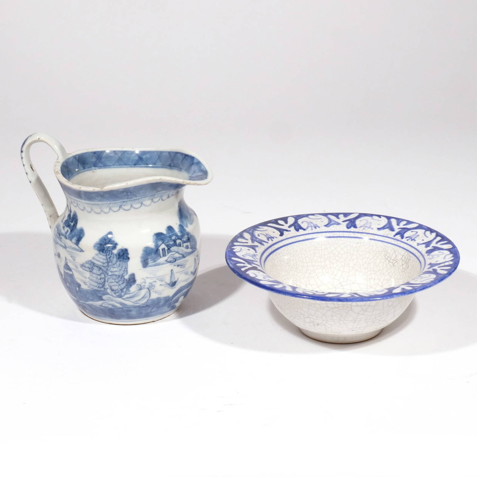 (2pc) Dedham Pottery Rabbit Bowl & Chinese Pitcher Auction