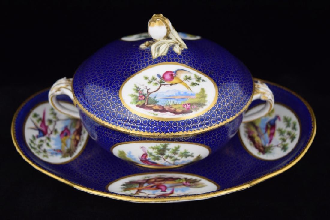 18TH C FRENCH PORCELAIN SEVRES BIRD SOUP TUREEN