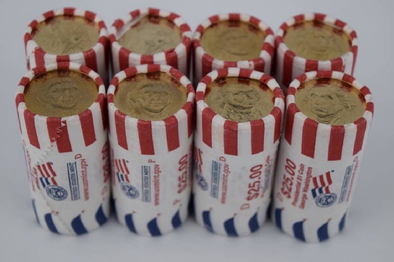 8 Presidential American 1 Dollar Coin $25 Rolls