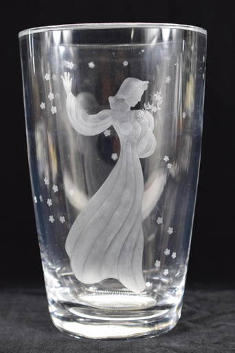 Orrefors Etched Lady Figural Crystal Vase