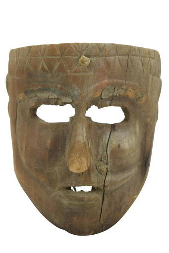 Pre Columbian Carved Wood Mask