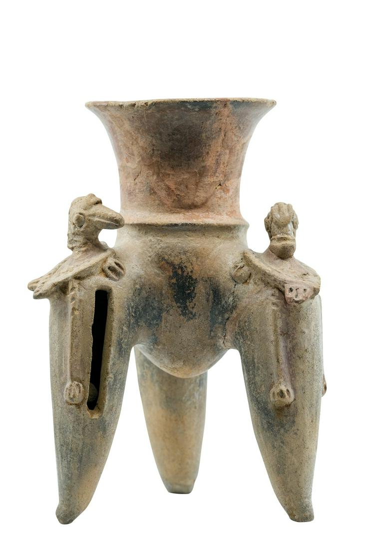 Pre Columbian Rattle Leg Chocolate Pot, Costa Rica