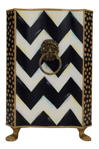 Mackenzie Childs Zig Zag Waste Bin Container