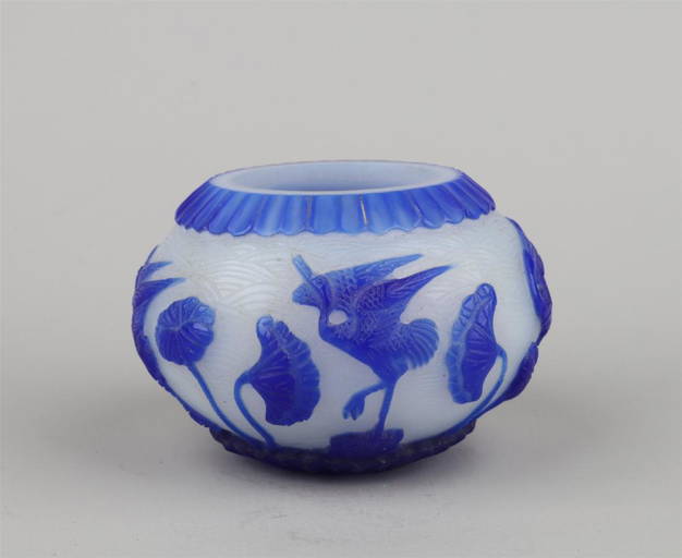 Chinese Peking Glass Lotus Water Pot