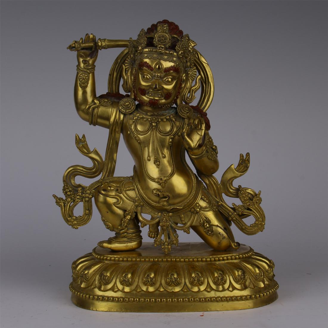 TIBETAN GILT BRONZE STANDING ACALANATHA