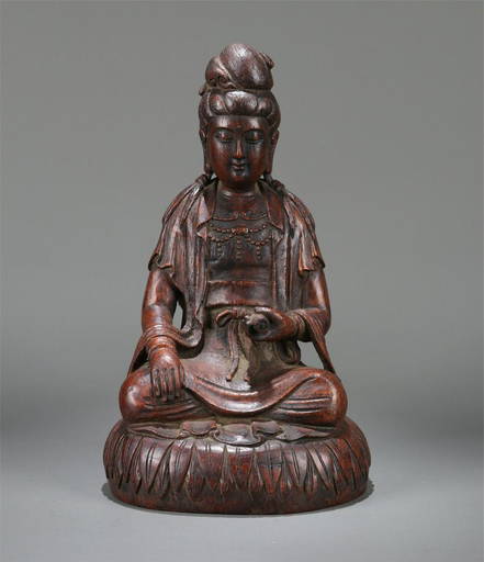 Chinese Bamboo Seated Guanyin With Book