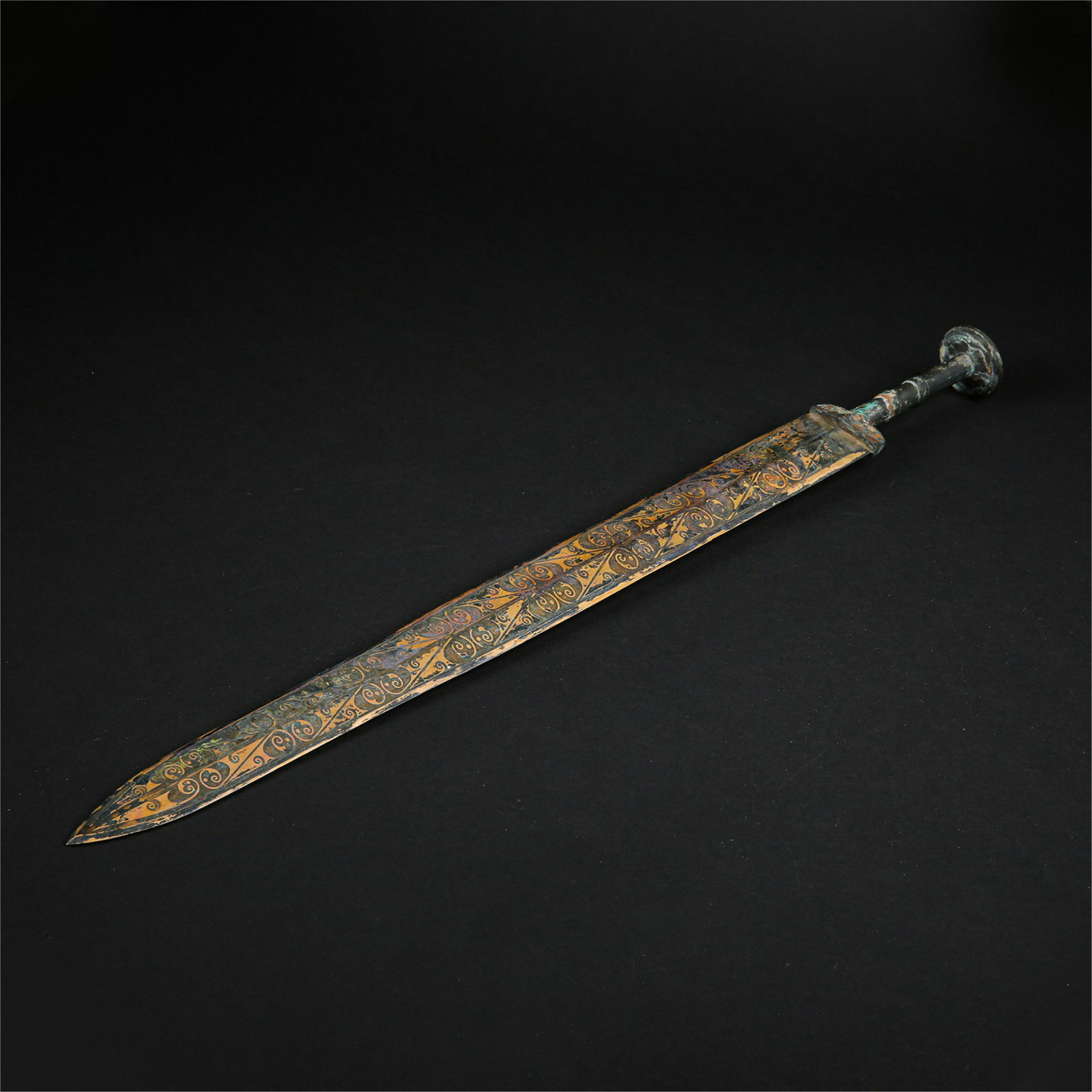 Chinese Gold Inlaid Bronze Sword