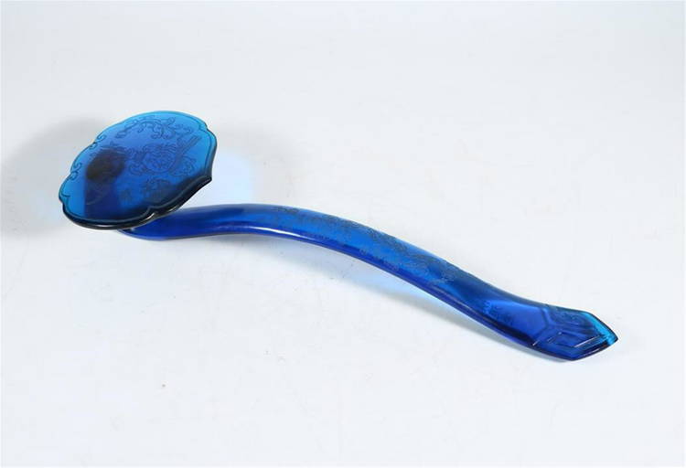 Chinese Blue Peking Glass Ruyi Scepter