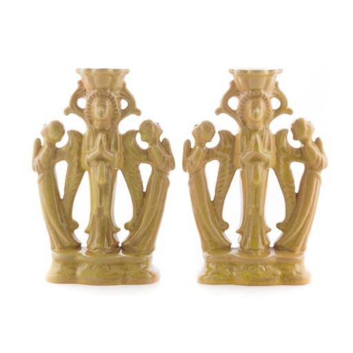 Pair Cowan Pottery Byzantine Candlesticks