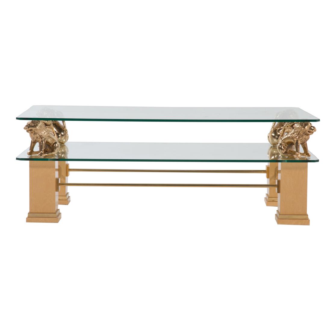 Contemporary Lion and Orb Glass Top Coffee Table - Jul 04, 2021 | Vogt ...