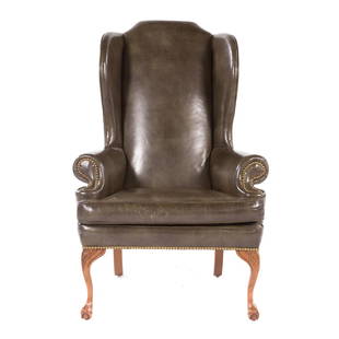 George Iii Needlepoint Upholstered Wing Chair