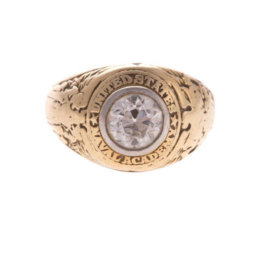 A Lady's Miniature Us Naval Academy Ring In 14k