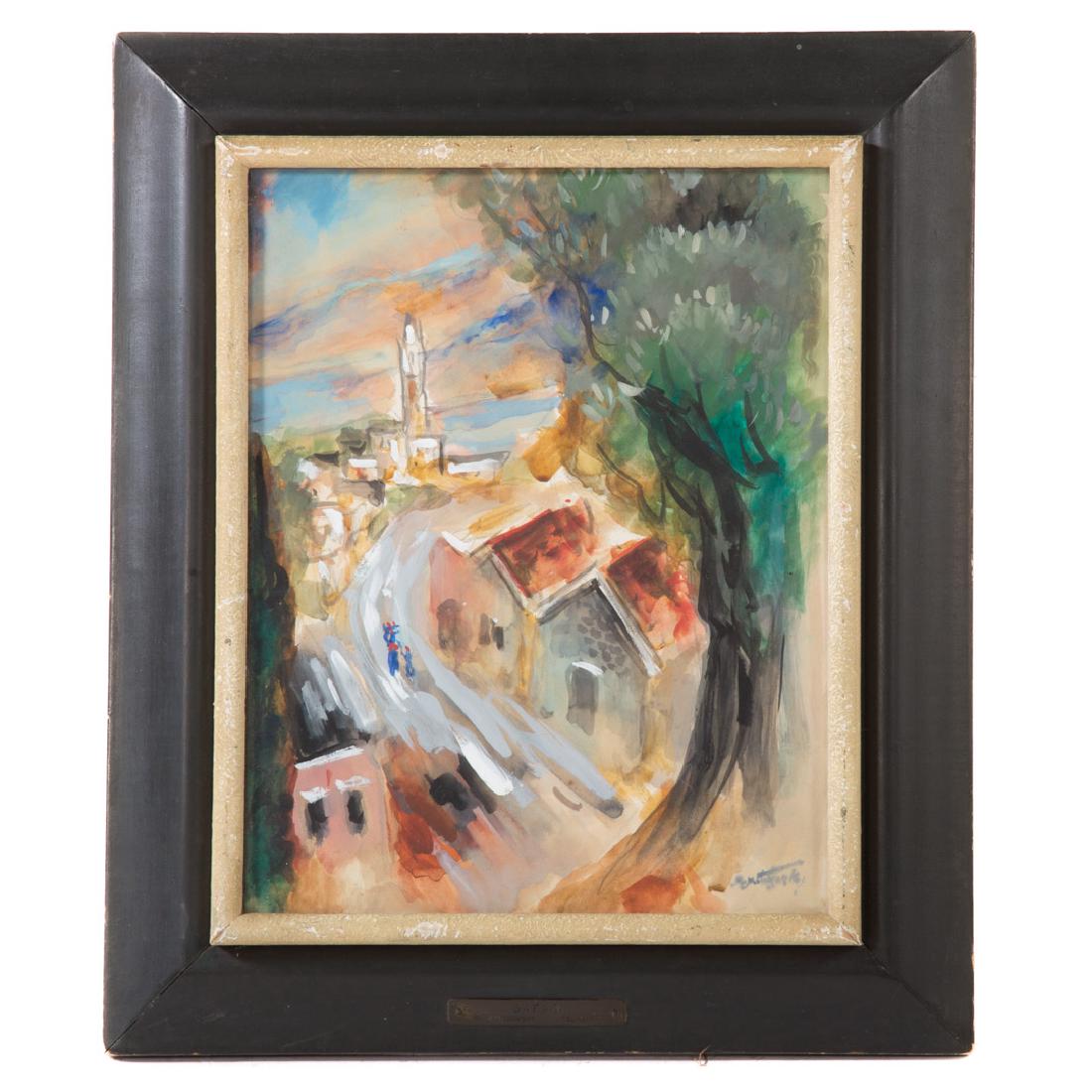 Moshe Matusovsky. City of Safed, watercolor