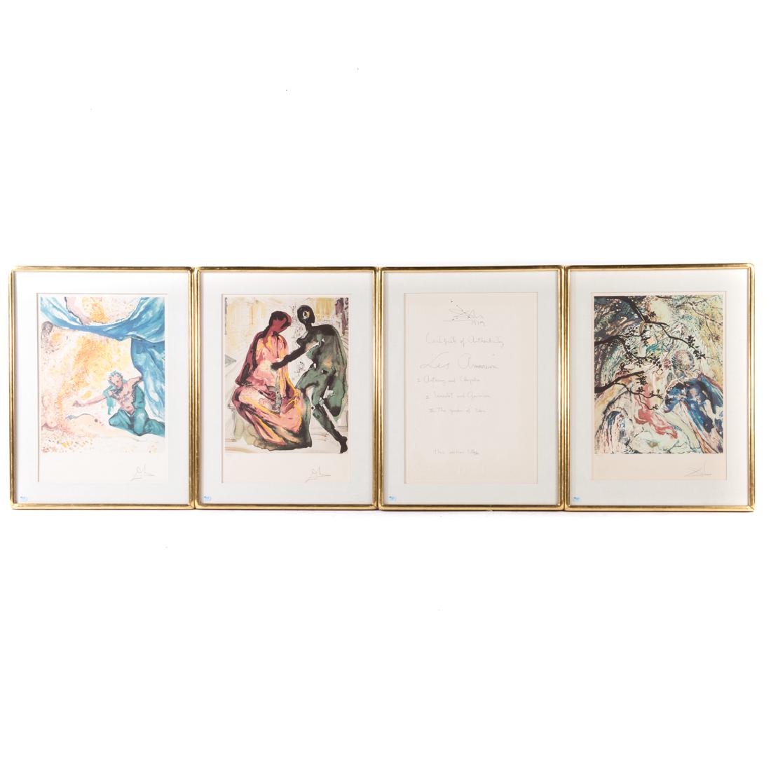 Salvador Dali. "Les Amoureux," 3 color lithographs