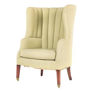 George Iii Needlepoint Upholstered Wing Chair
