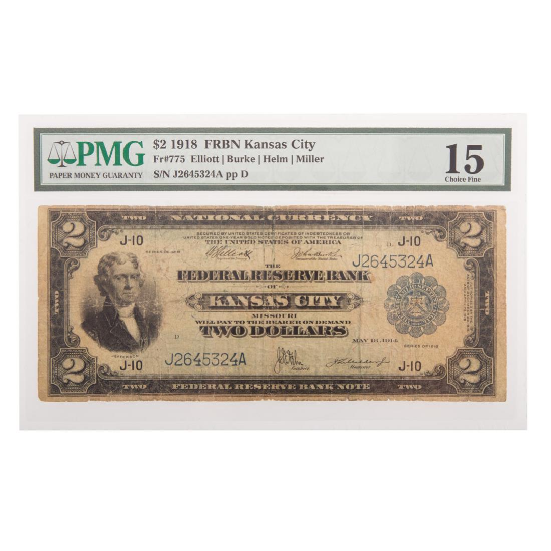 [us] 1918 $2 Frbn Battleship Note Fr 775 Pmg 15
