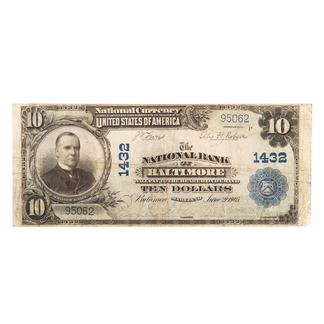 [us] 1902 $10 Plain Back Ch#1432 Fr 624 Baltimore