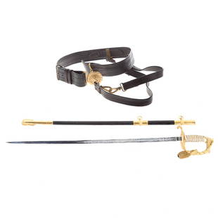 Us Navy Officer's Hilborn & Hamburger Sword With Leather Case