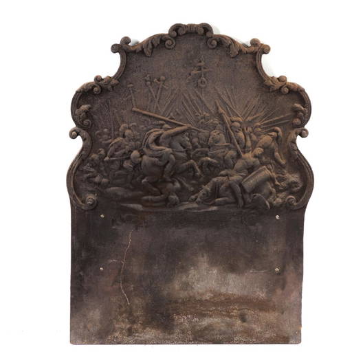 Large Cast Iron Relief Fire Back