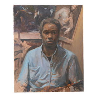 Nathaniel Gibbs, Artist's Portrait, Oil On Board