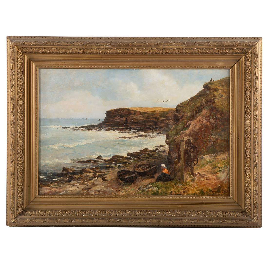 Colin Hunter. Girl On Shore, Looking Out To Sea