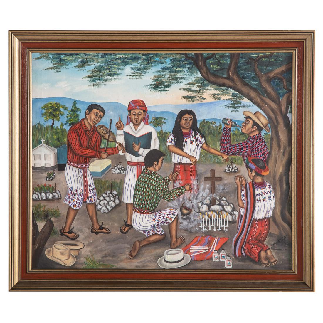Juan Sisay. "a Guatemalan Funeral," Oil On Canvas
