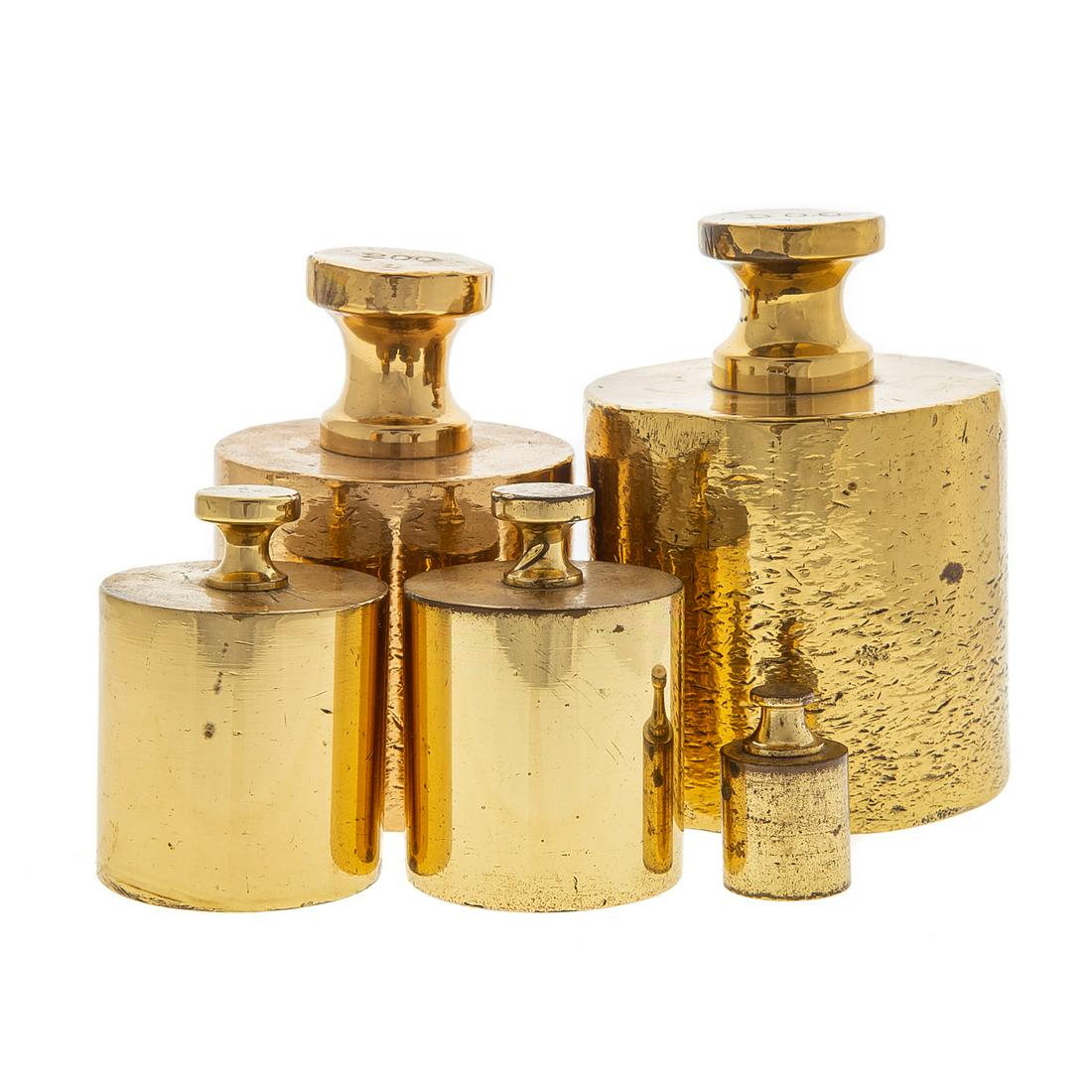 Five Graduated Bronze Scale Weights