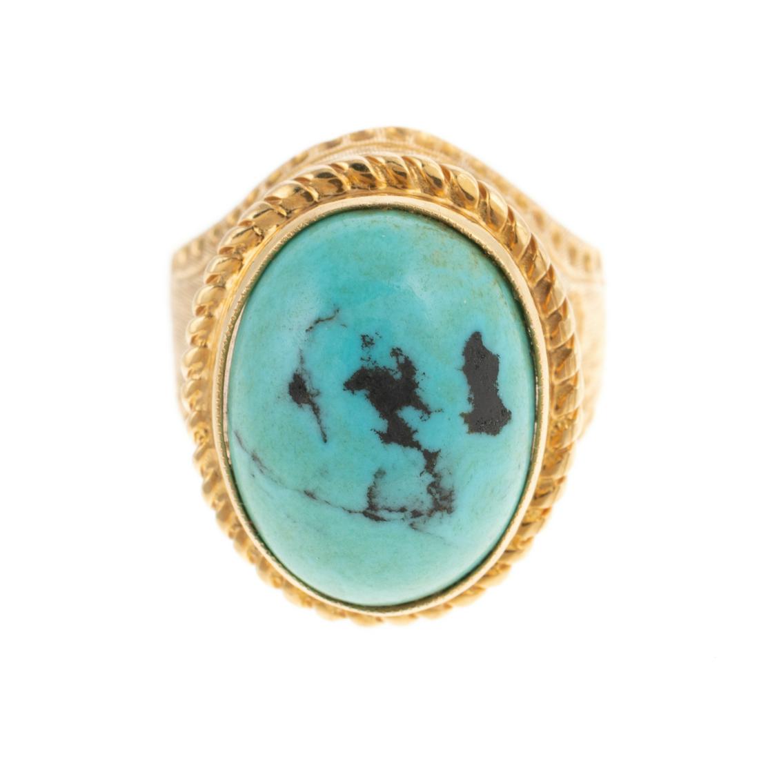 An 18k Yellow Gold Turquoise Ring