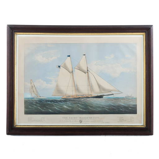 Currier And Ives. "the Yacht 'maria' 216 Tons," Lithograph