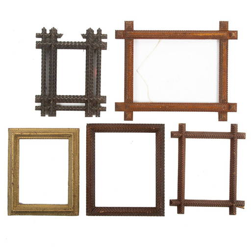 Five Tramp Art Frames