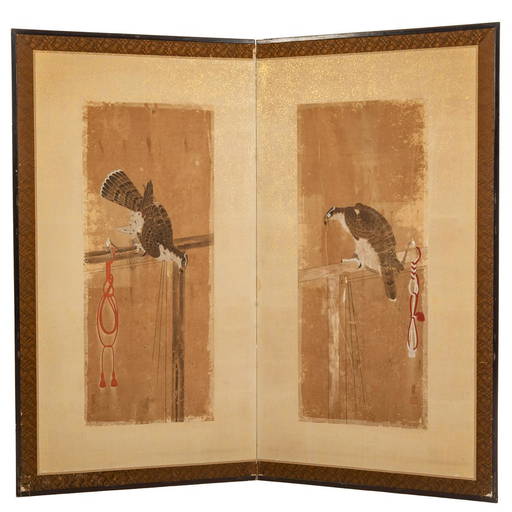Japanese Two Panel Folding Hawk Screen