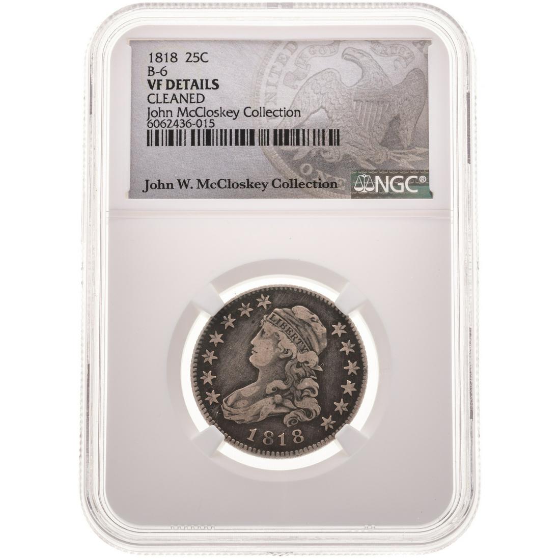 1818 Bust Quarter B-6 Ngc Vf Details, Cleaned Auction
