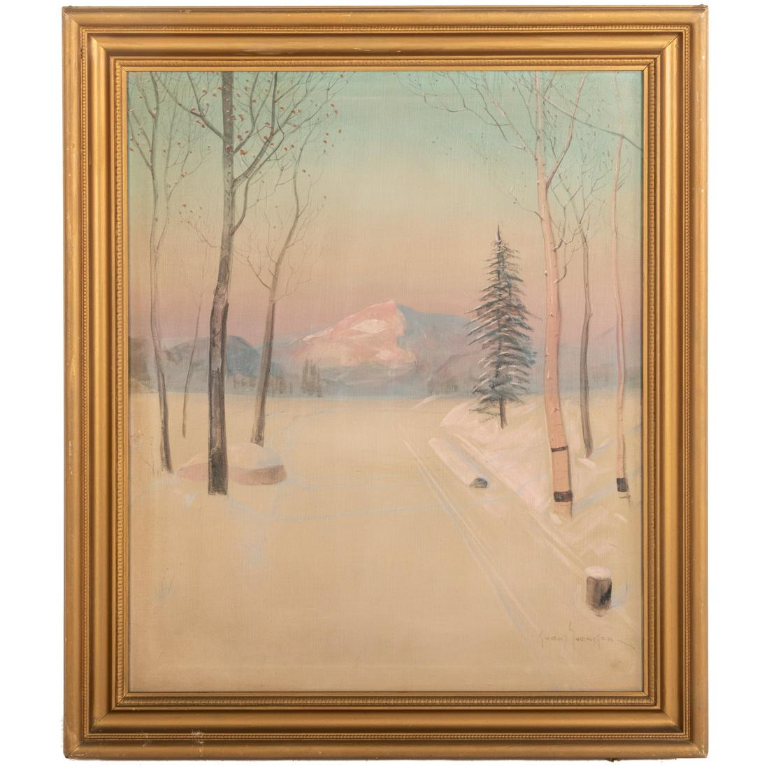 Svend Rasmussen Svendsen. Winter Landscape, Oil Auction