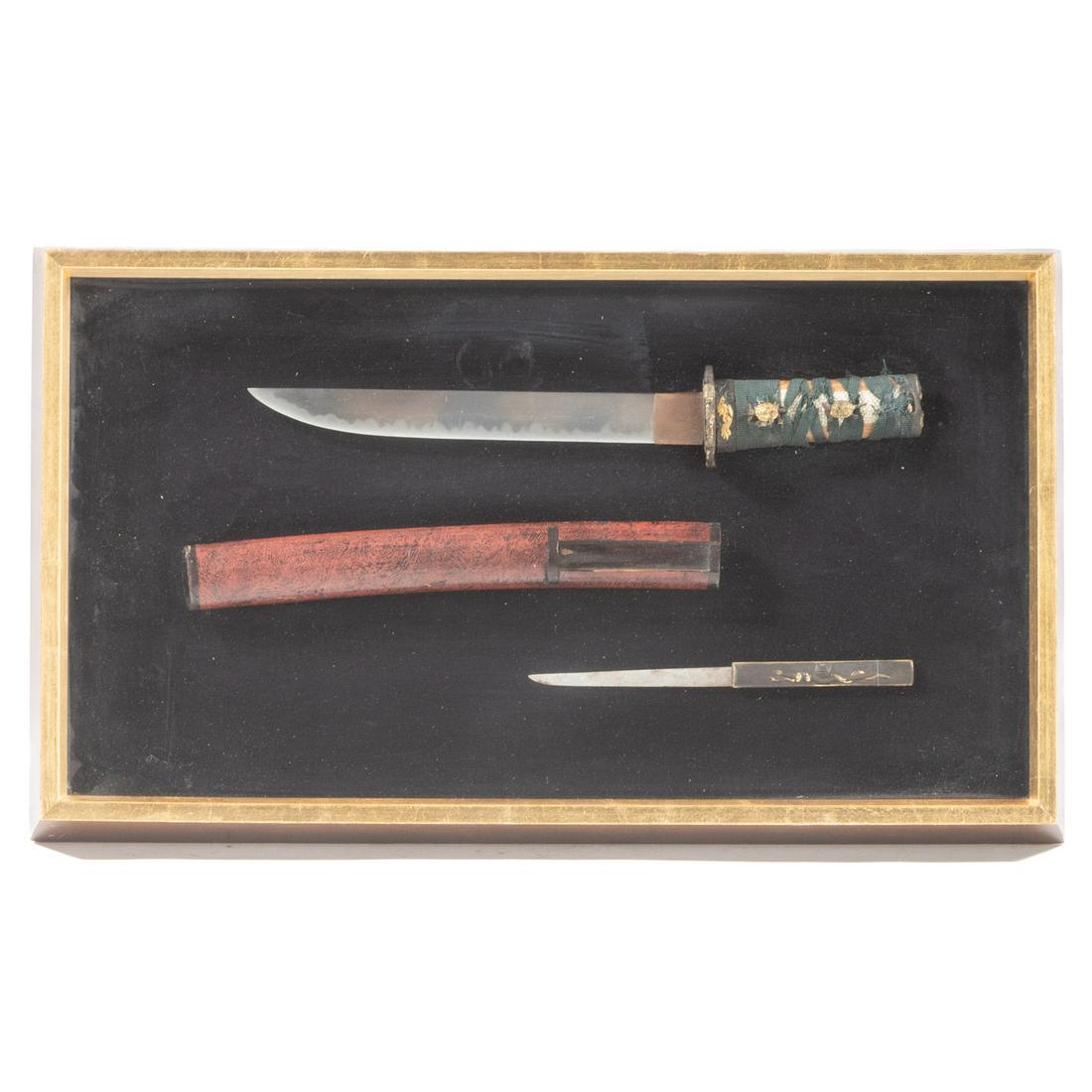 Japanese Tanto & Sheath In Shadow Box Auction