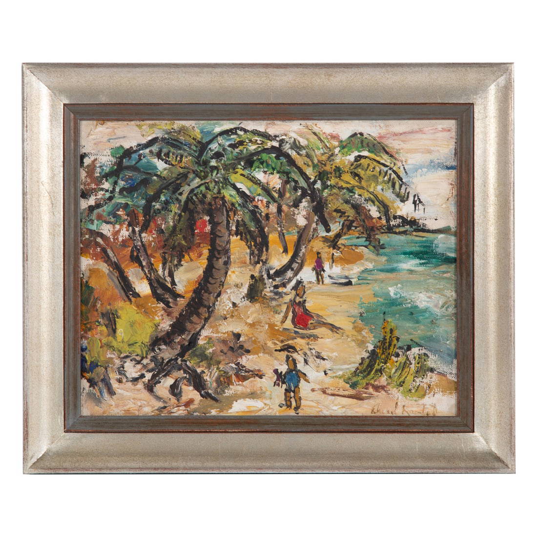 Edward Rosenfeld. Beach Scene, Oil Auction