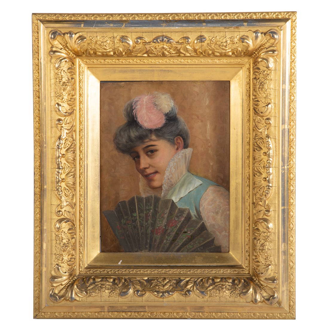 Herman N. Hyneman. Woman With Fan, Oil Auction