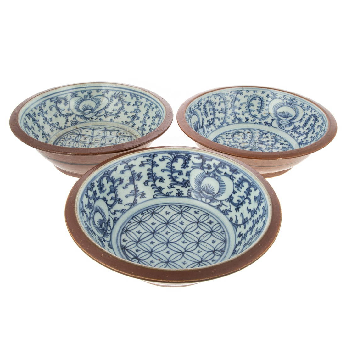 Three Chinese Export Batavia Ware Basins Auction